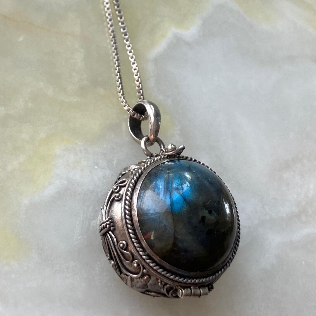 Vintage Antique 925 Sterling Silver Pill Case Pendant Necklace With ...