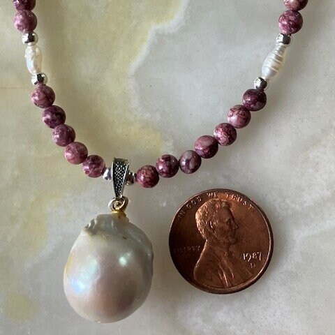 4 Mm Pink Sodalite Gemstone & White Rice Pearls beaded - Etsy