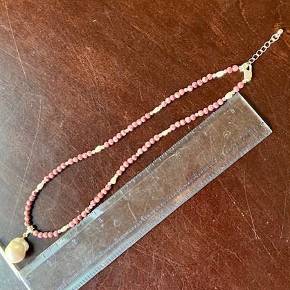 4 Mm Pink Sodalite Gemstone & White Rice Pearls beaded - Etsy