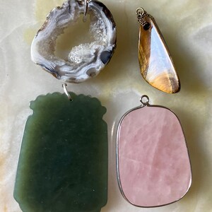 6 Pcs Assorted Vintage Natural Stone Pendants, Set 7 - Etsy