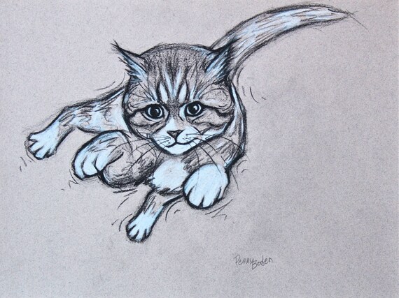 Cat Pouncing Lineart