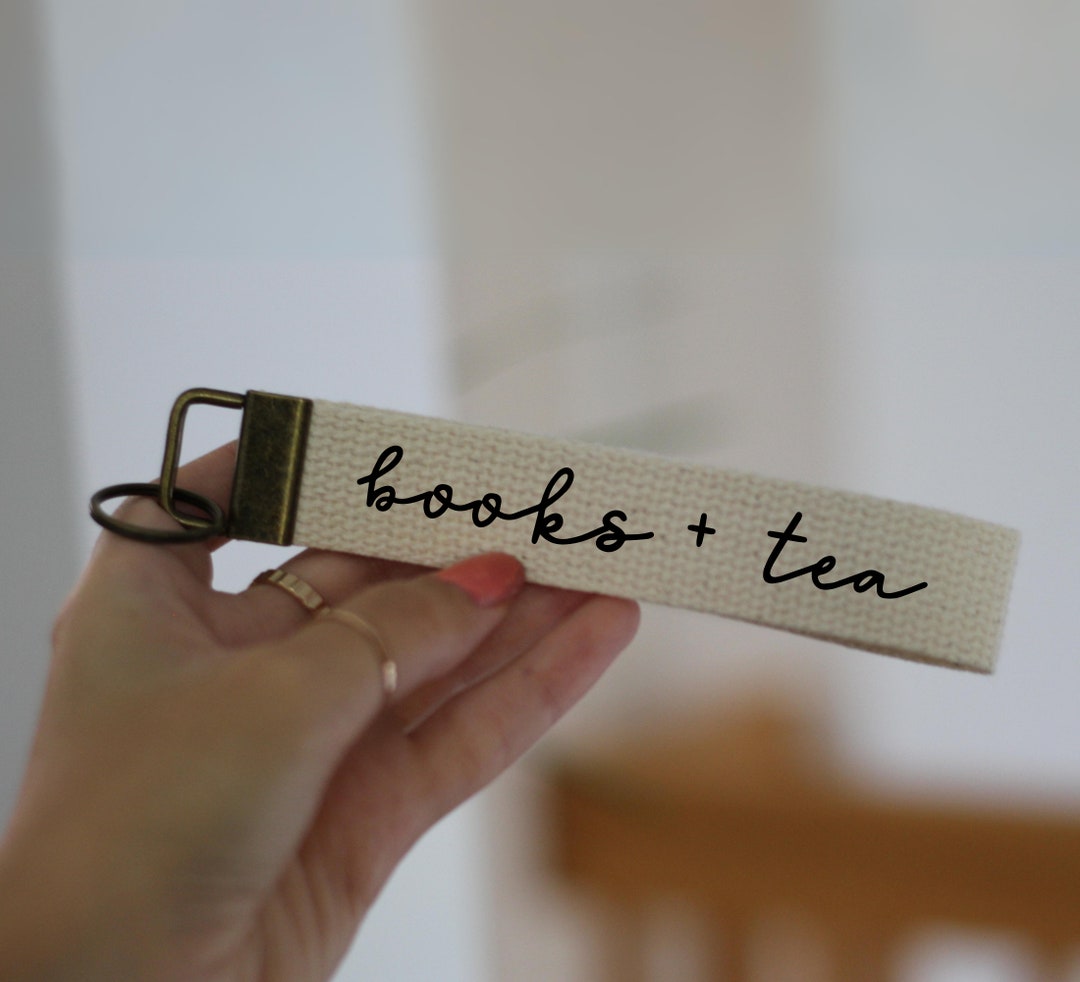 Books and Tea Keychain, Books Key Fob, Tea Lover Gift, Book Lover Gift ...