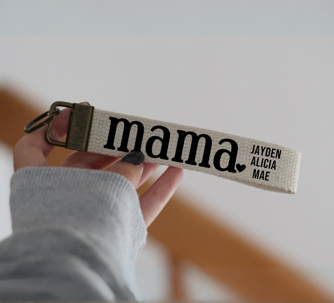 Mama Keychain, Personalized Mama Key Fob, Mama Gift With Kids Names ...