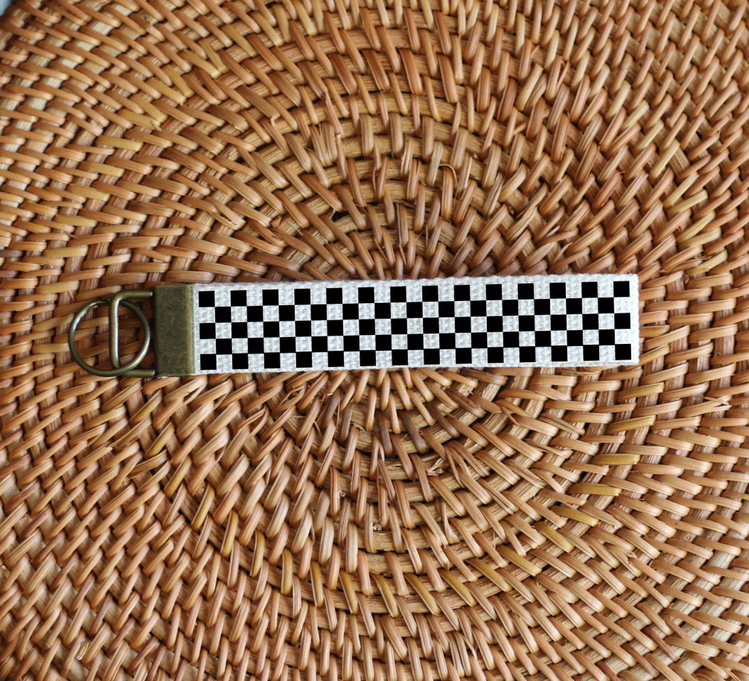 Checkered Keychain, Retro Key Fob, Retro Gifts, Gift for Her, 1 Inch ...