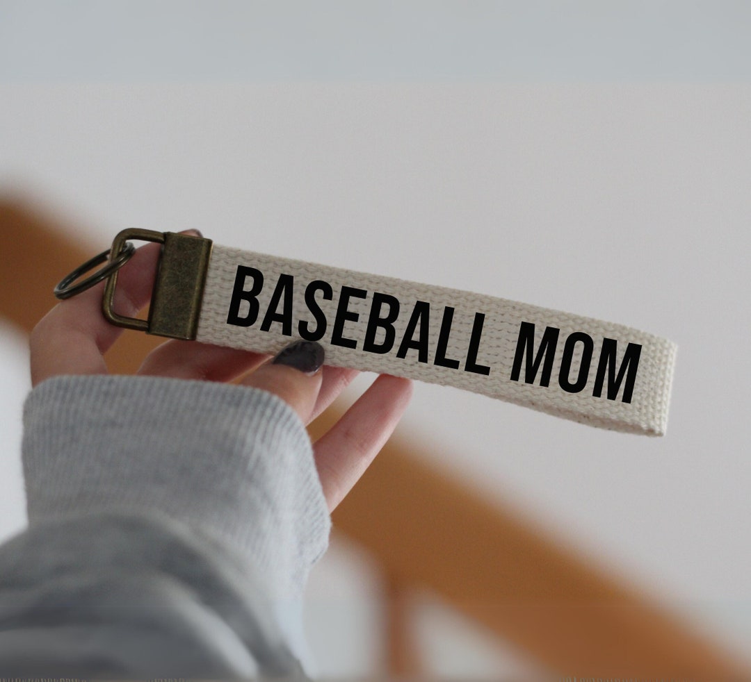 Baseball Mom Keychain, Baseball Mama Key Fob, 1 Inch Cotton Wristlet ...