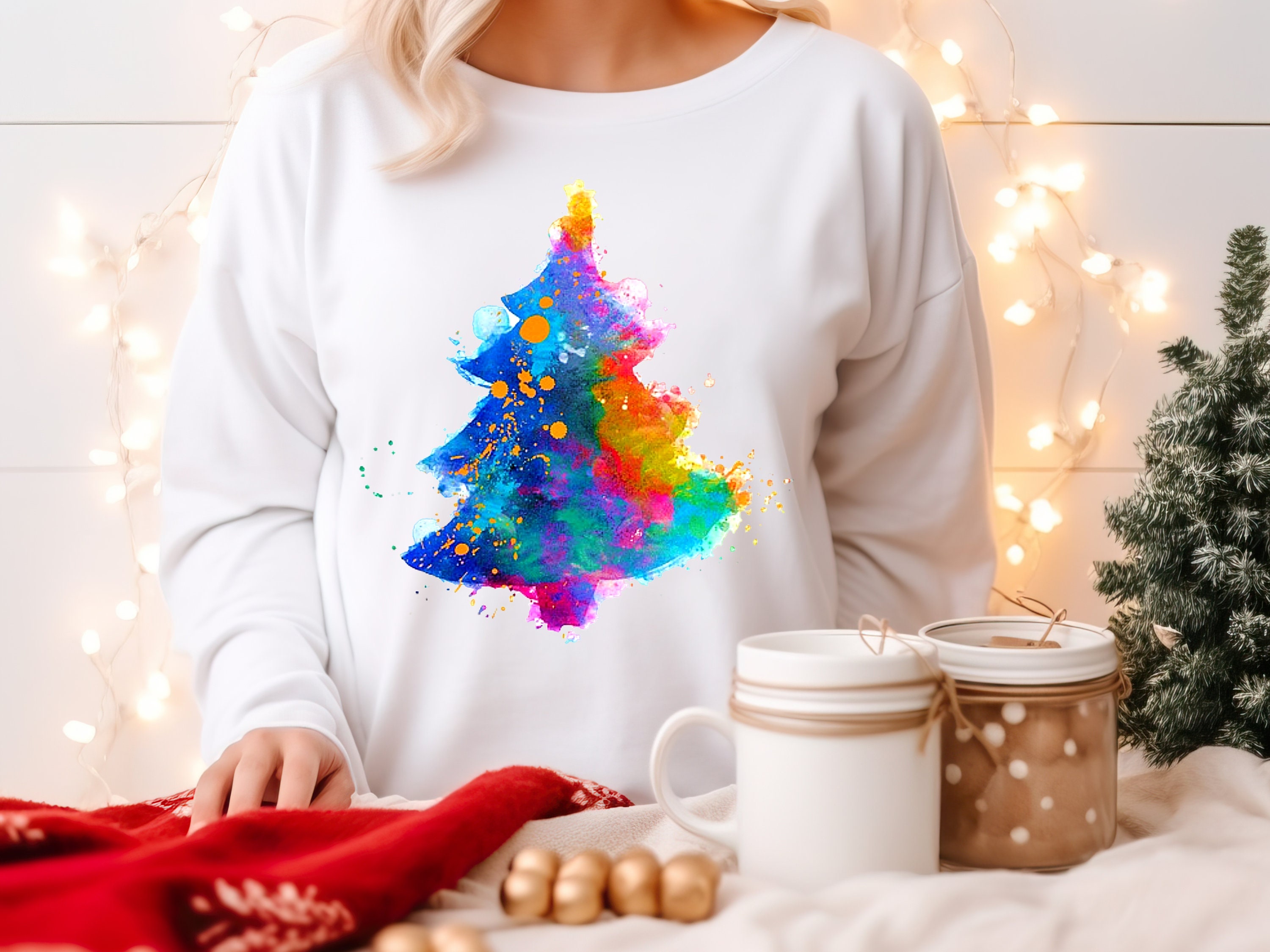 Colorful Watercolor Christmas Tree PNG Sublimation Instant - Etsy