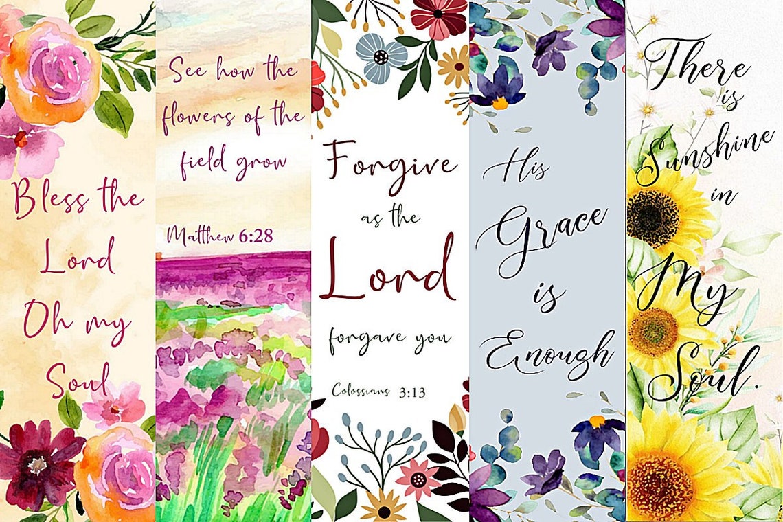 10 Floral Christian Theme Bookmarks Download for Print Reading bible ...