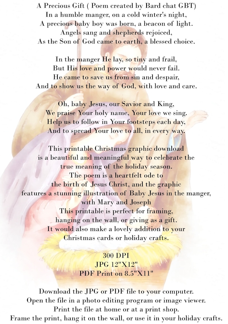 A Precious Gift | Christmas Poem | Baby Jesus Nativity | Christmas Art ...