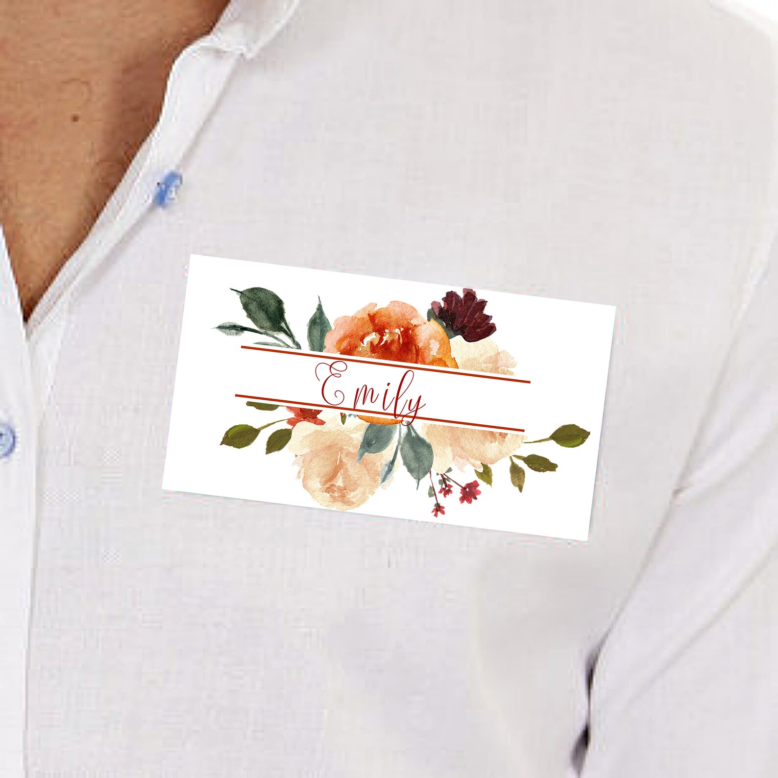 Printable Fall Name Tags Fall Floral Name Badge Thanksgiving Labels ...