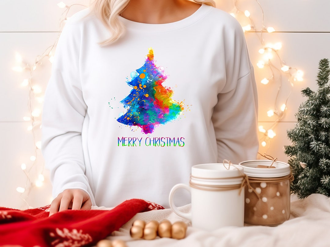 Colorful Watercolor Christmas Tree PNG Sublimation Instant Digital ...
