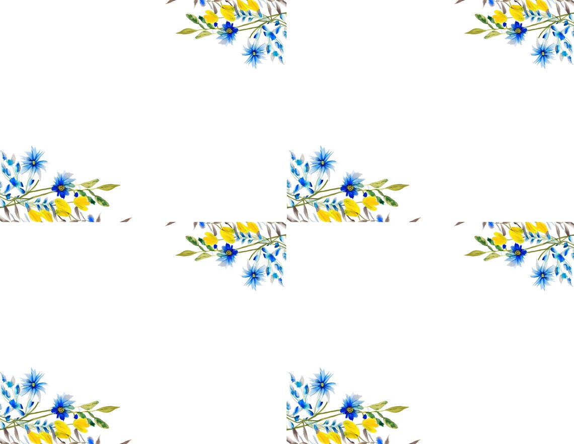 Blue and Yellow Floral Border Printable Stationery Set Digital Download ...