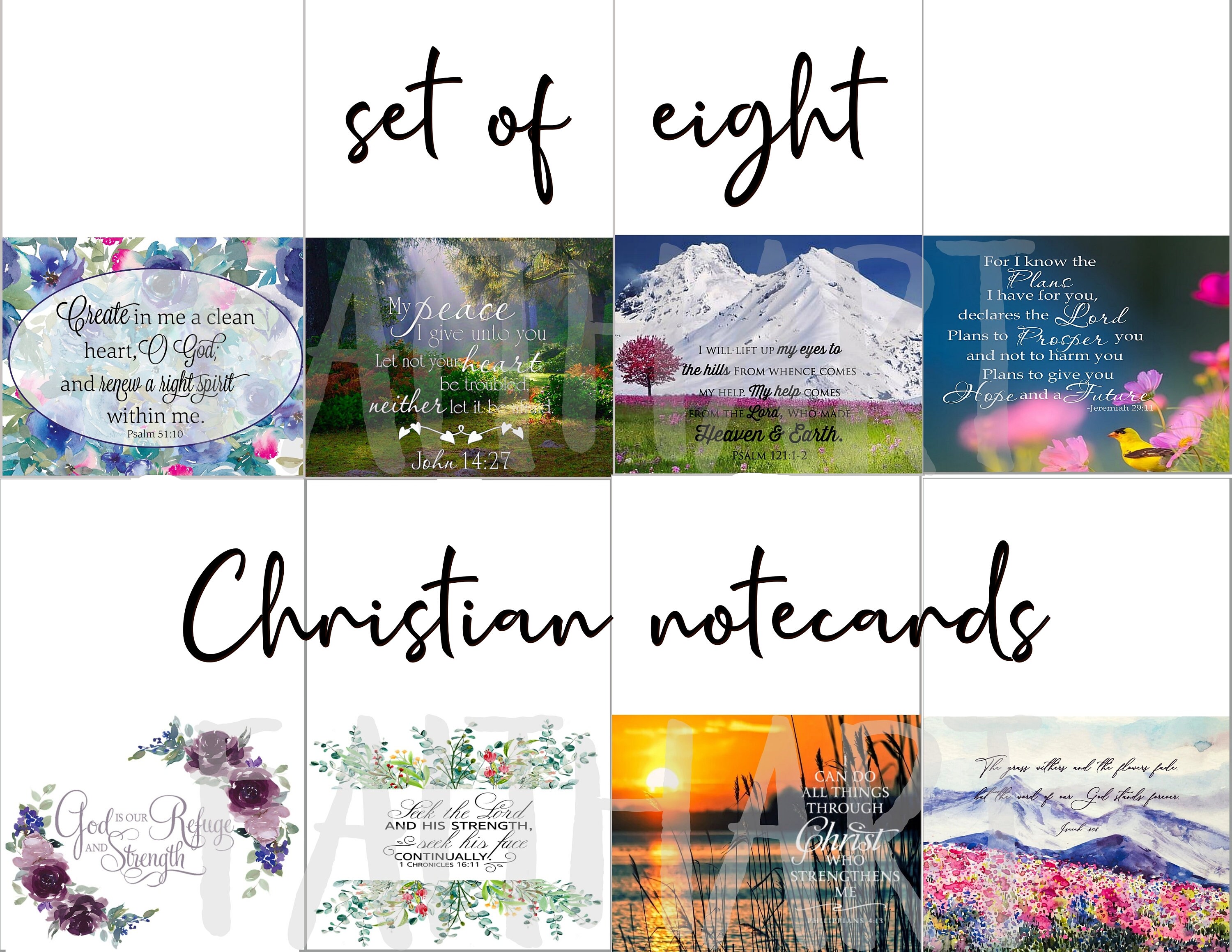 Printable Notecards | 8 Lovely Christian Theme Notecards, Digital ...