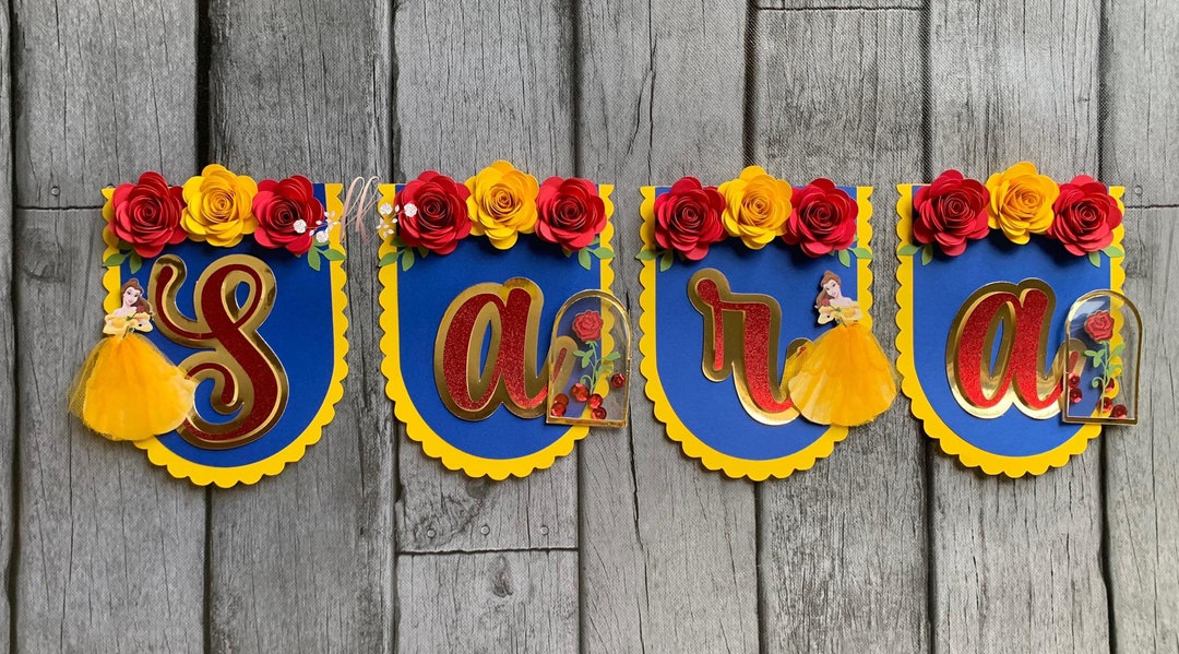 Princess Name Banner/ Beauty & the Beast - Etsy