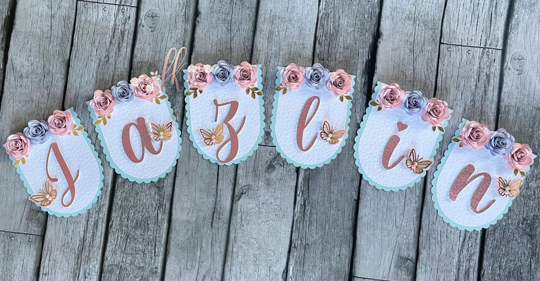 Floral Name Banner/ Personalized Name Banner/ Personalized Banner/ Room ...