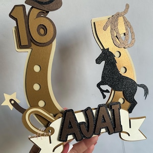 Horse Shoe Cake Topper/ Cowgirl Cake Topper/ Cowboy Cake Topper/ Rodeo ...