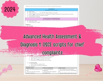Advanced Health Assessment and Diagnosis Head-to-toe Script - Etsy