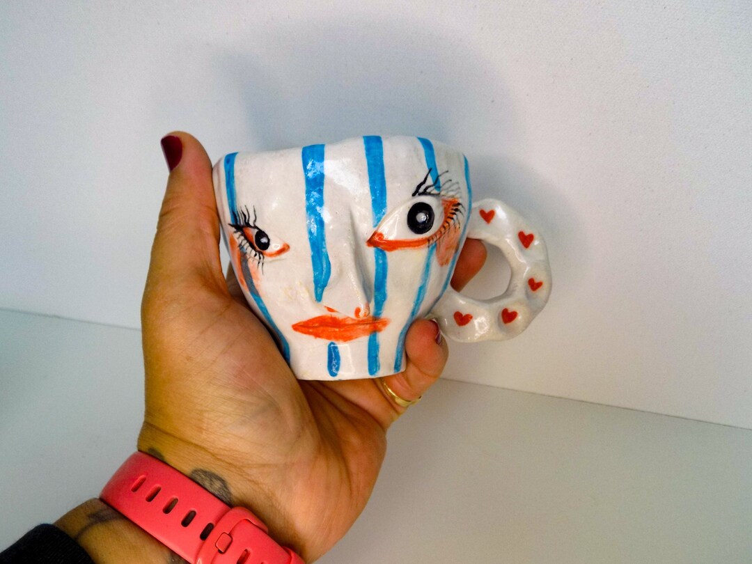 Chunky Wonky Ceramic Tea Cup With Faces - Etsy UK