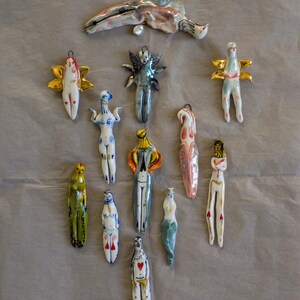 Porcelain Little Ladies - Ceramic Figures, Hanging Wall Art - Etsy