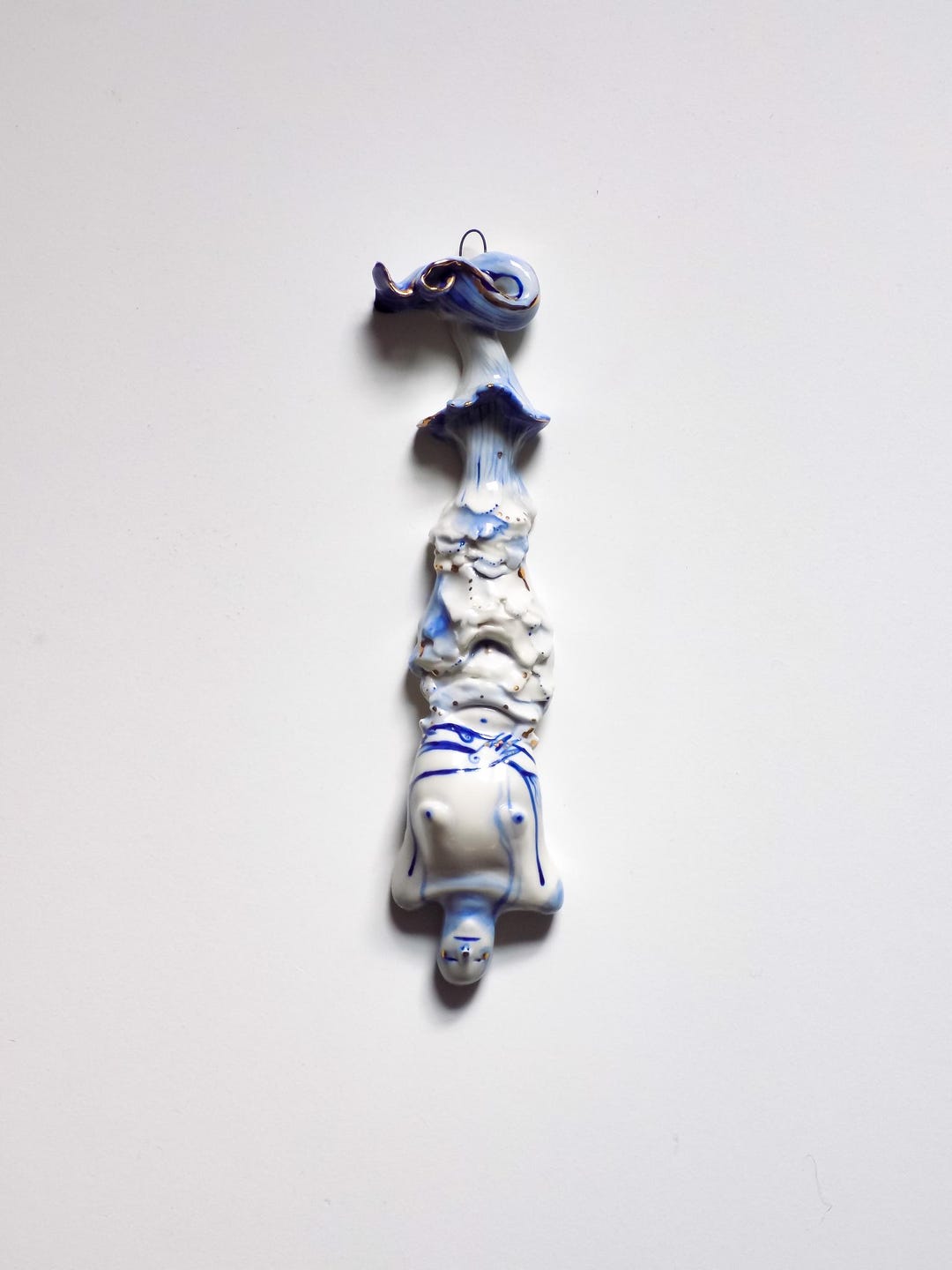 Handcrafted Porcelain Mermaid Sculpture, Ocean Art Decor With Blue ...