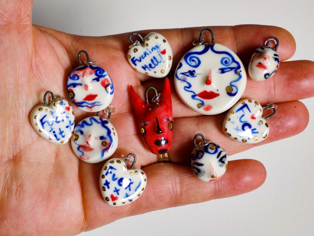 Porcelain Charms With Gold Details - Etsy