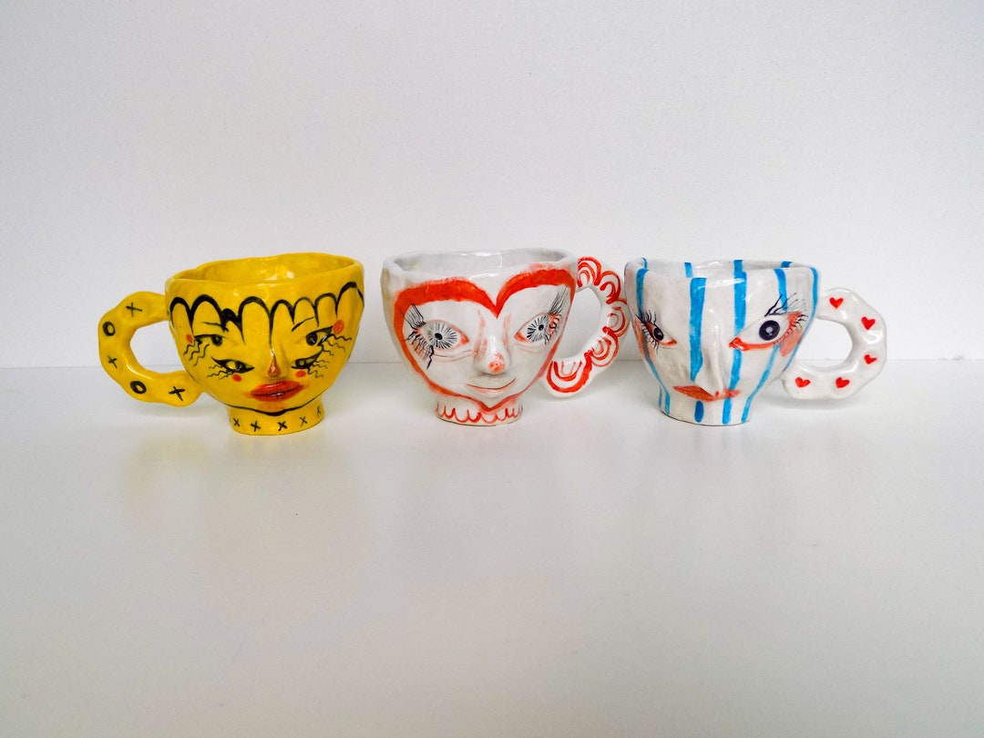 Chunky Wonky Ceramic Tea Cup With Faces - Etsy