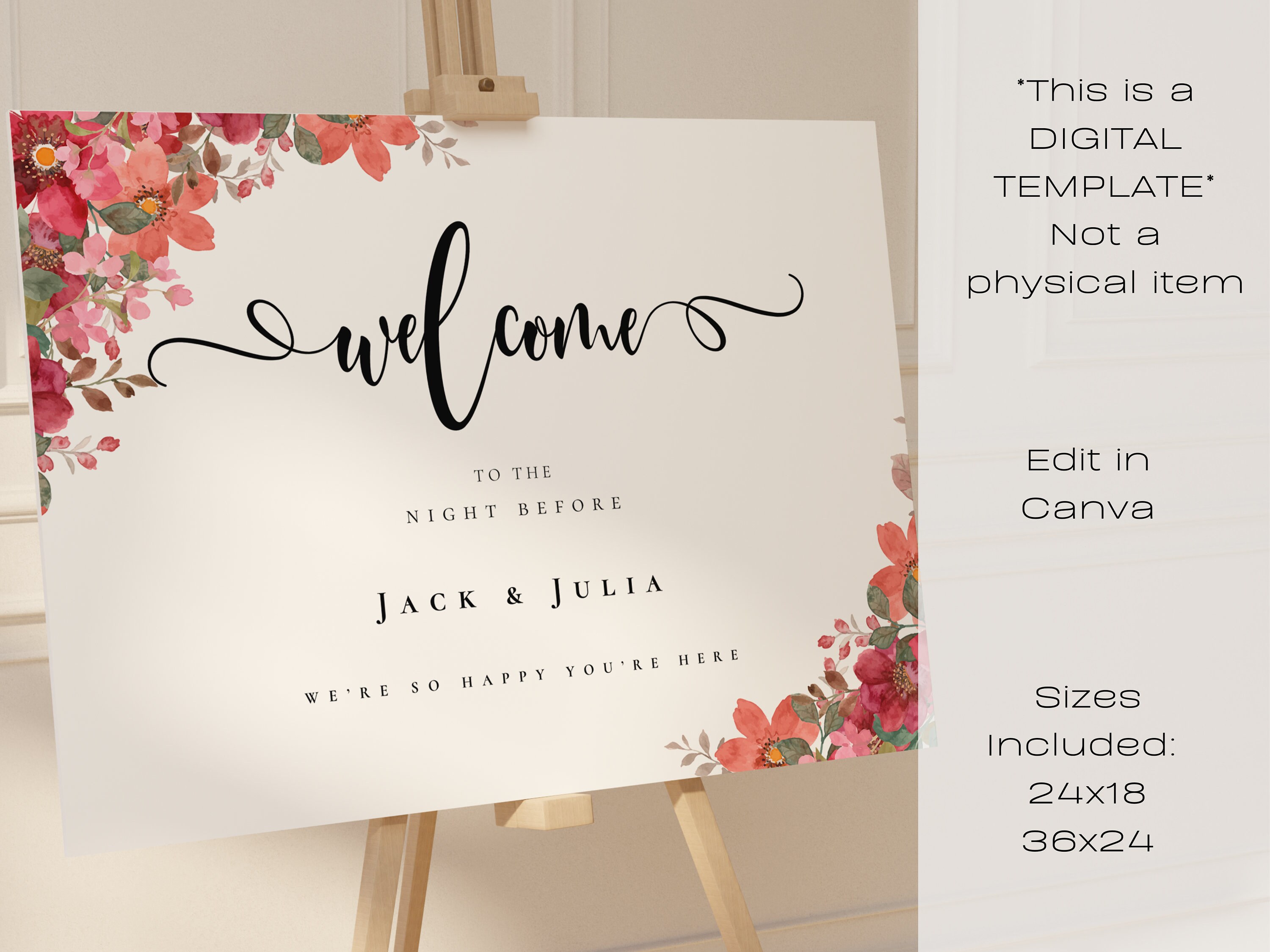 Rehearsal Dinner Welcome Sign With Photo, Editable Welcome Sign ...