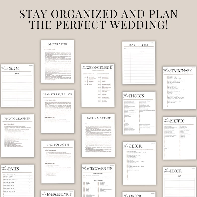Wedding Checklist Printable Wedding Planning Checklist Wedding ...