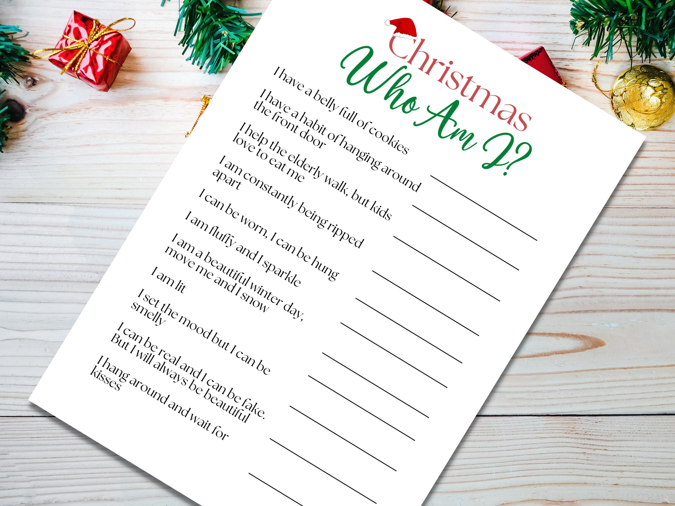 Who Am I? Christmas DIGITAL Download Game - Holiday Family Fun Gift - Etsy