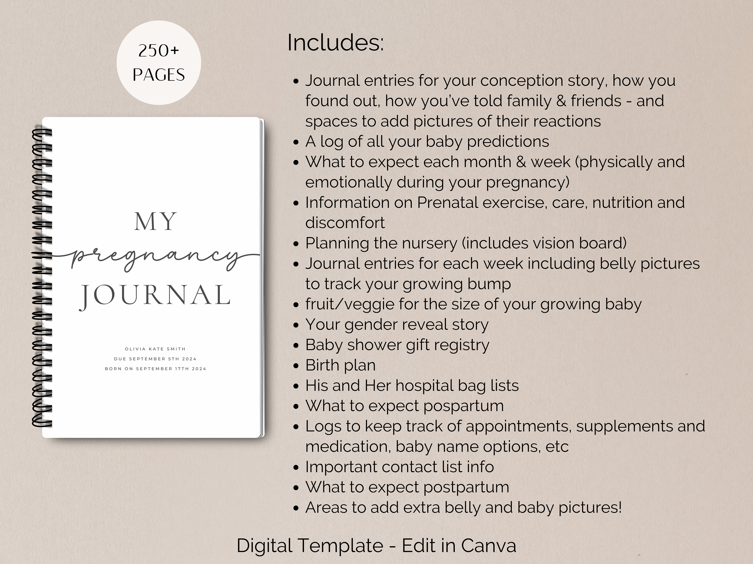 Pregnancy Journal, Expectant Mother Gift Pregnancy Planner Pregnancy ...