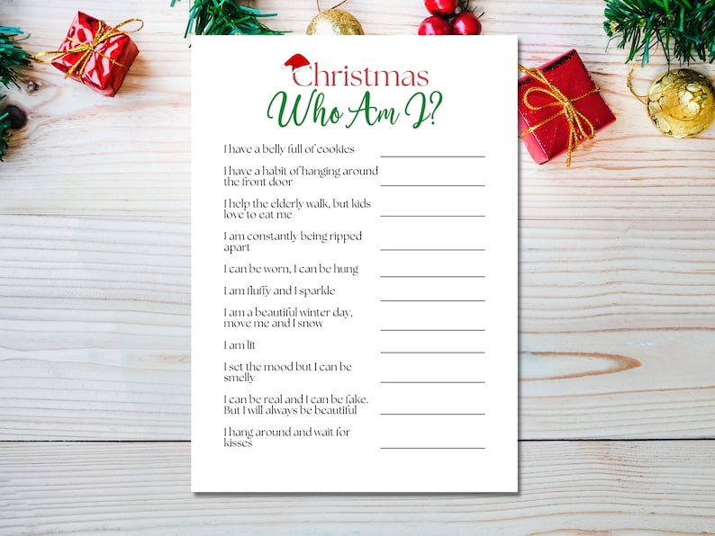 Who Am I Christmas DIGITAL Download Game Holiday Family Fun Gift - Etsy