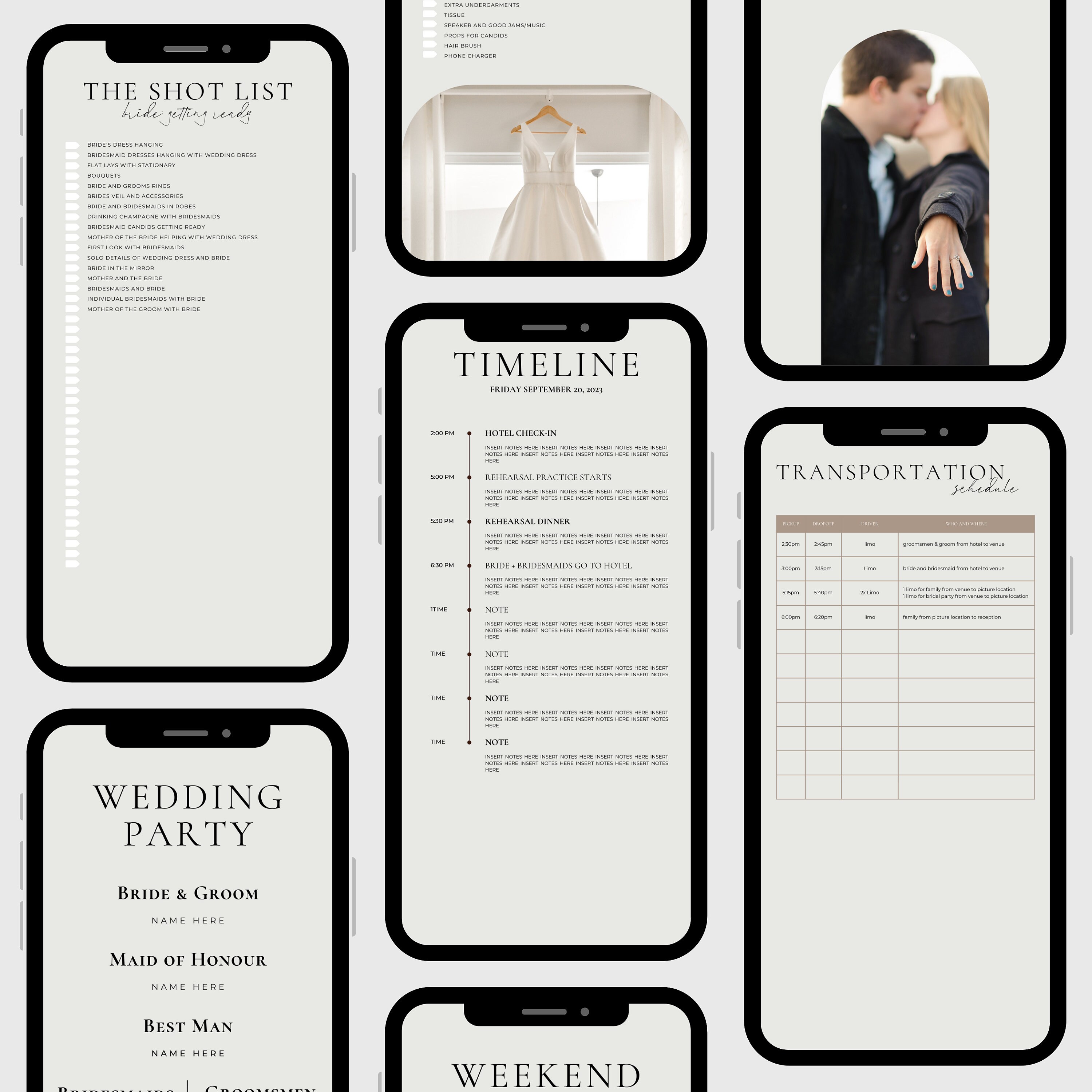 Wedding Day Binder Template for Phone Wedding Weekend - Etsy