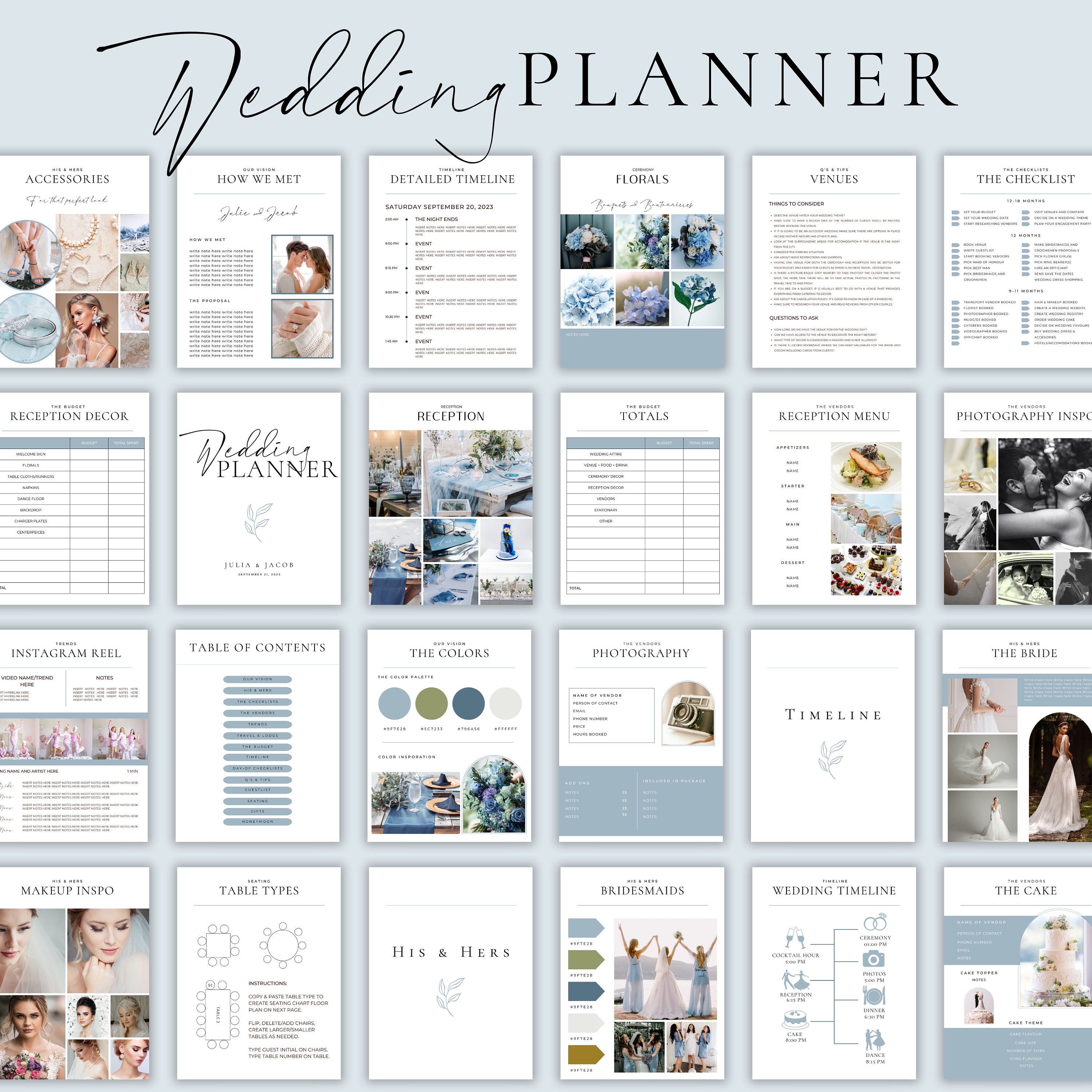 PACKAGED Wedding Day Binder Template, Complete Wedding Planner Template ...