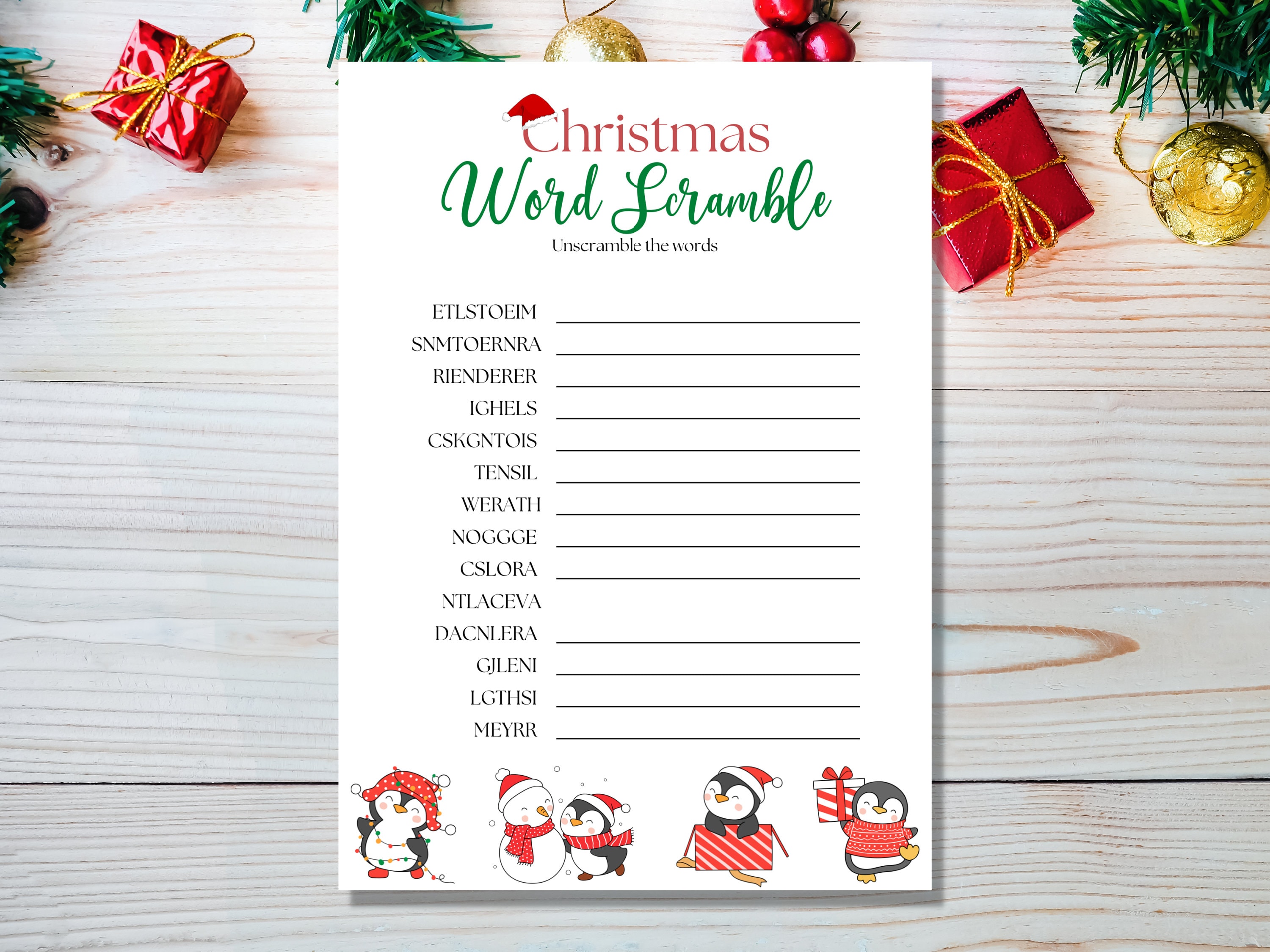 Christmas Word Scramble, Christmas DIGITAL Download Gam, Holiday Family ...