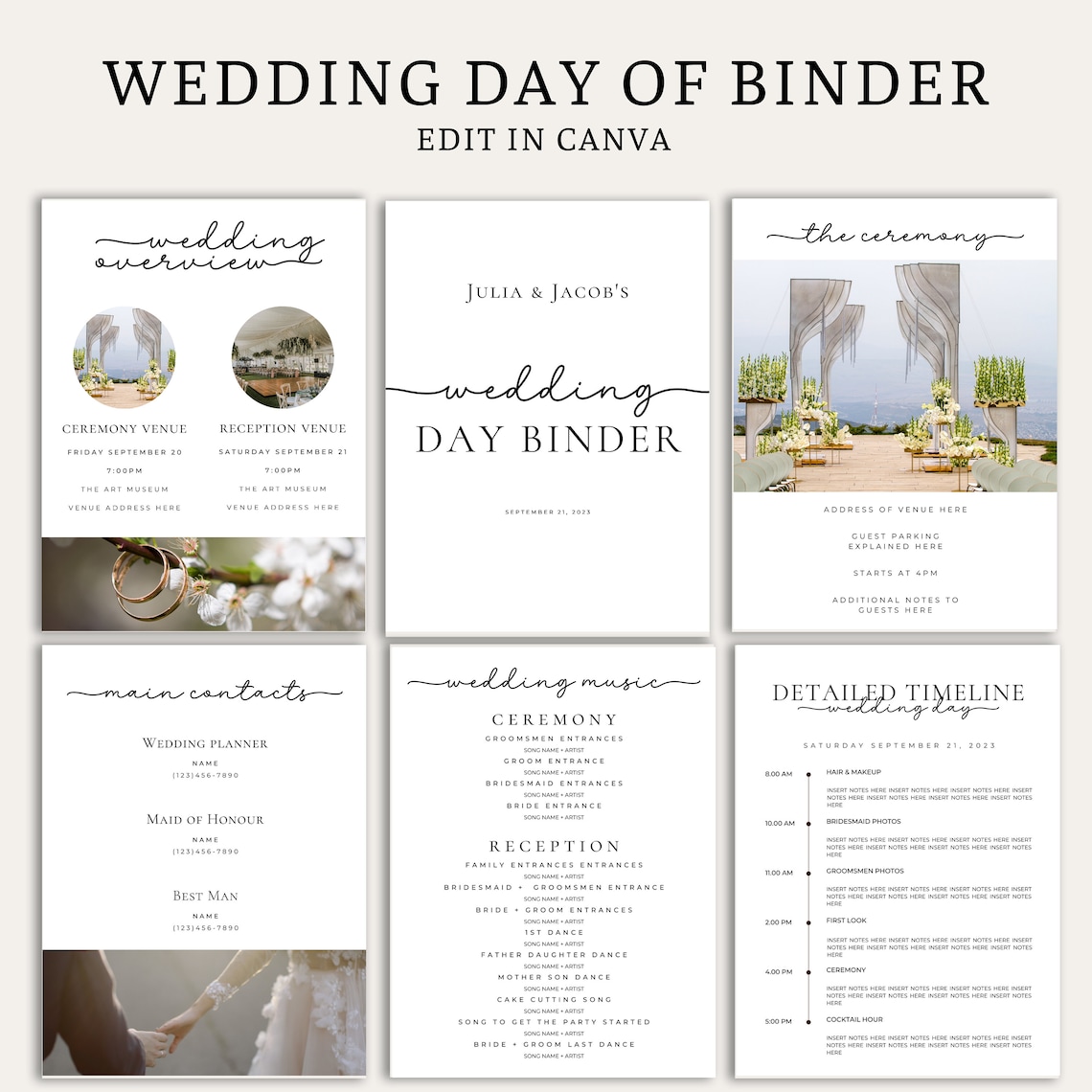 The Ultimate Wedding Day Binder Template Edit in Canva - Etsy