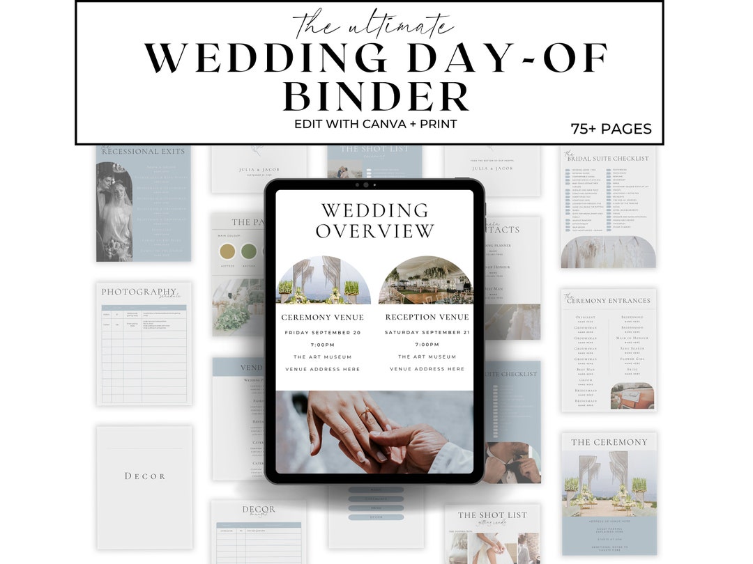 The Ultimate Wedding Day Binder Template, Edit in Canva, Wedding ...