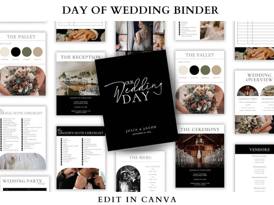 The Ultimate Wedding Day Binder Template, Edit in Canva, Wedding ...