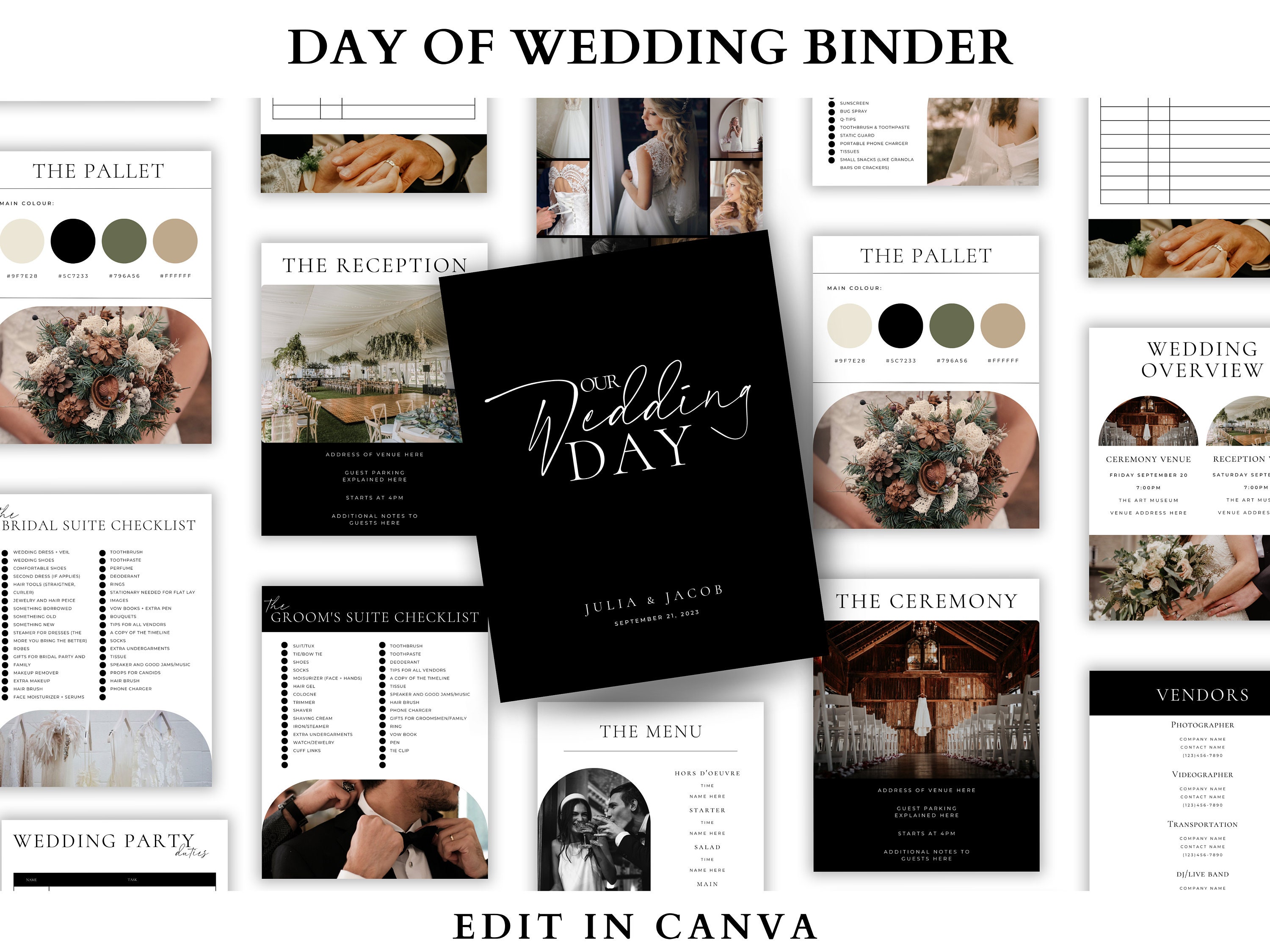 The Ultimate Wedding Day Binder Template, Edit in Canva, Wedding ...