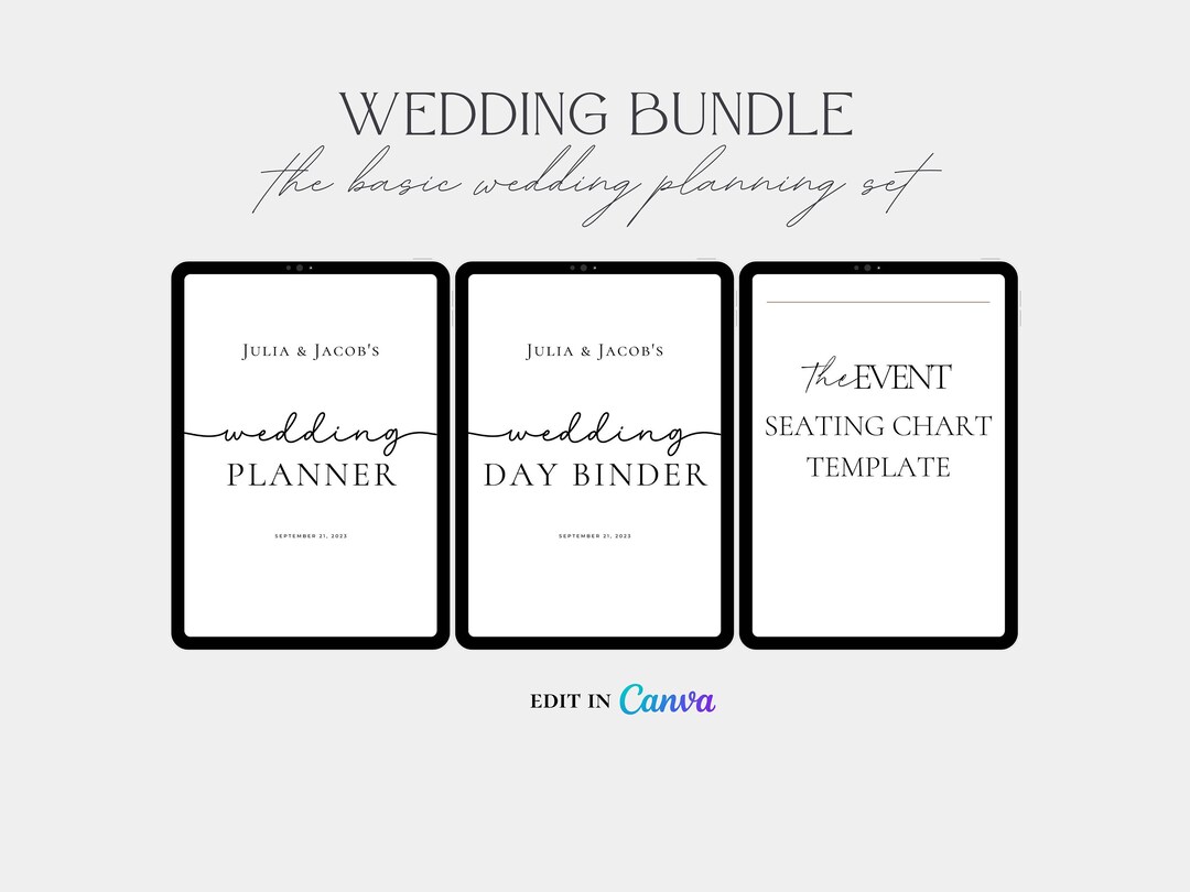 PACKAGED Wedding Day Binder Template, Complete Wedding Planner Template ...