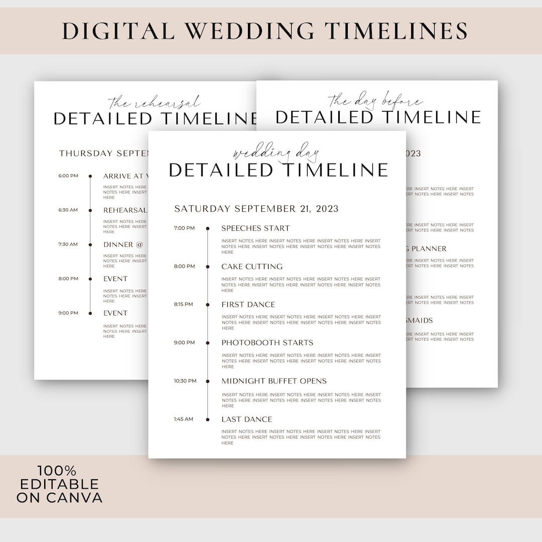 Free Printable Wedding Day Timeline Template - Templates FREE