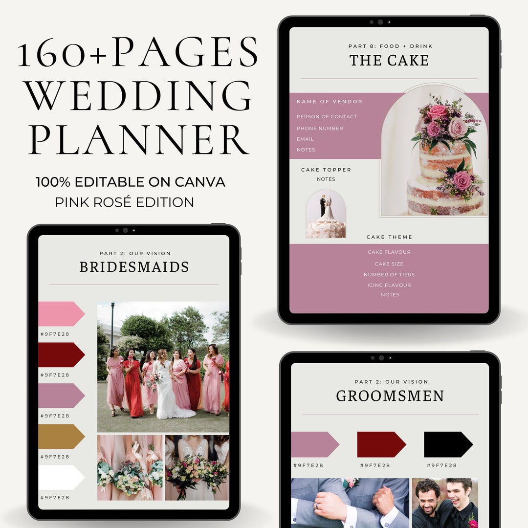 164 Pages Minimalist Wedding Planner Digital Template Printable ...