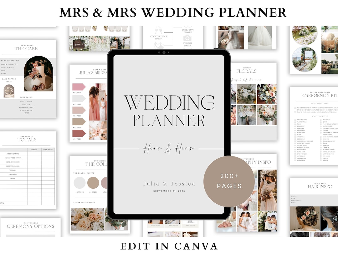 200+ Pages LGBTQ Wedding Planner Digital Template, Canva, Ultimate ...