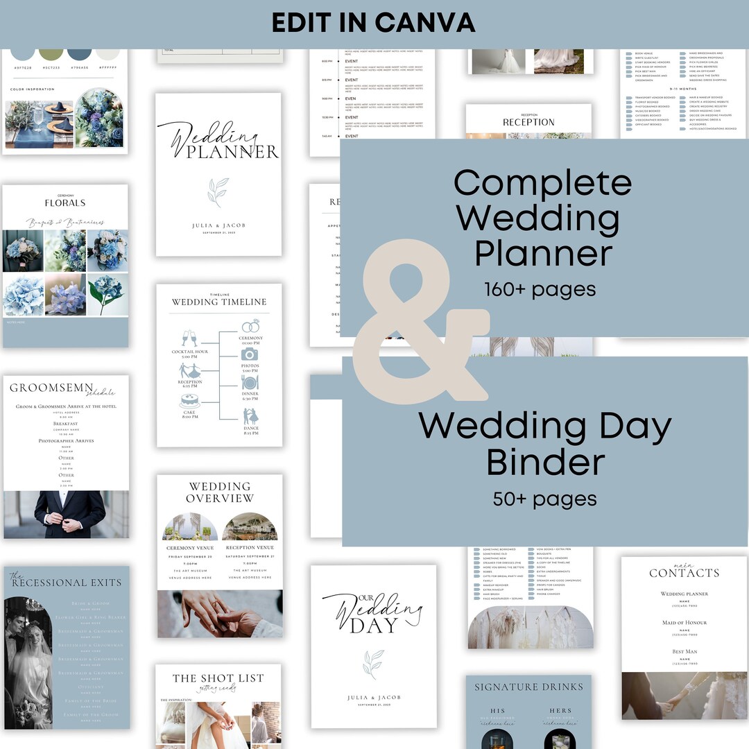 PACKAGED Wedding Day Binder Template, Complete Wedding Planner Template ...