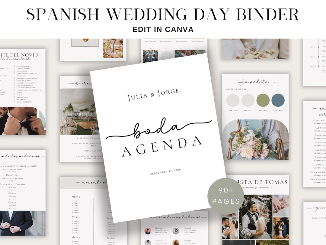 Spanish Wedding Day Binder Template, Edit in Canva, Wedding Itinerary ...