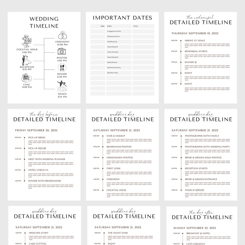 Digital Wedding Timeline Template Wedding Schedule Itinerary - Etsy