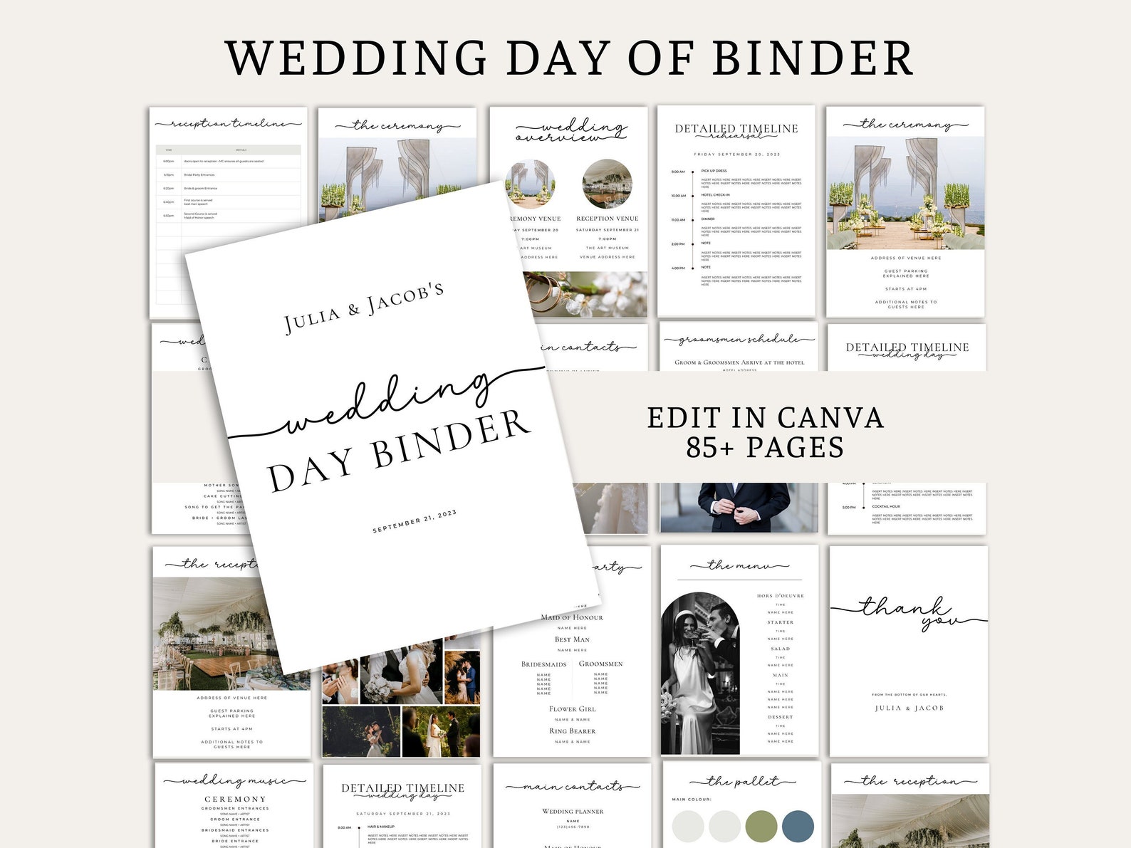 The Ultimate Wedding Day Binder Template, Edit in Canva, Wedding ...
