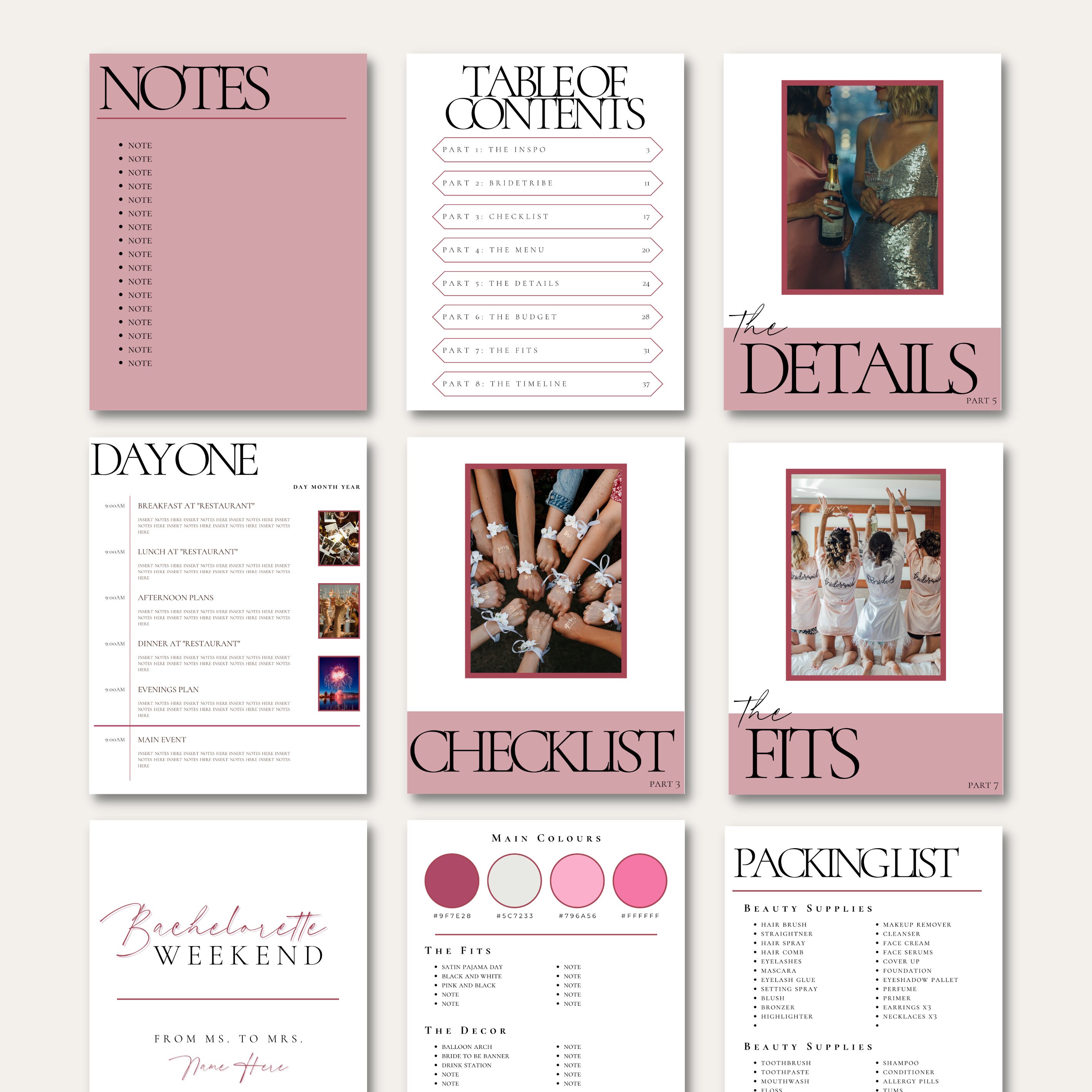 40 Pages Bachelorette Weekend Planner & Itinerary Template - Etsy