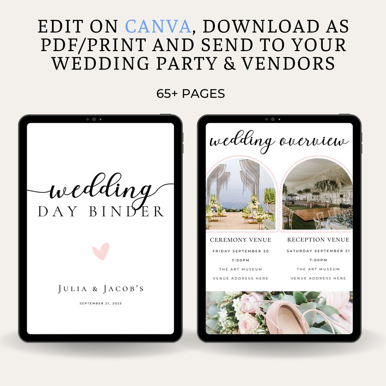The Ultimate Wedding Day Binder Template, Edit in Canva, Wedding ...