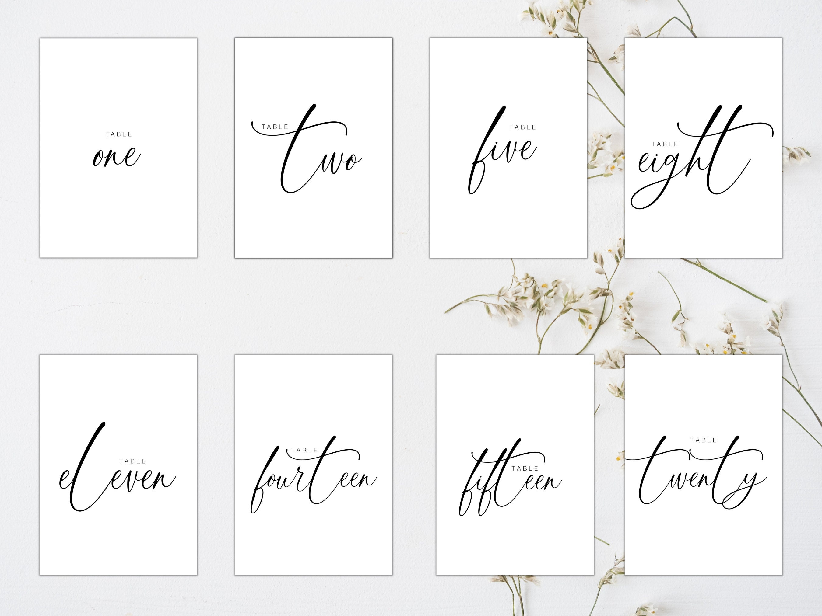 5x7 Table Numbers 1-20 Instant Download Digital Printable - Etsy