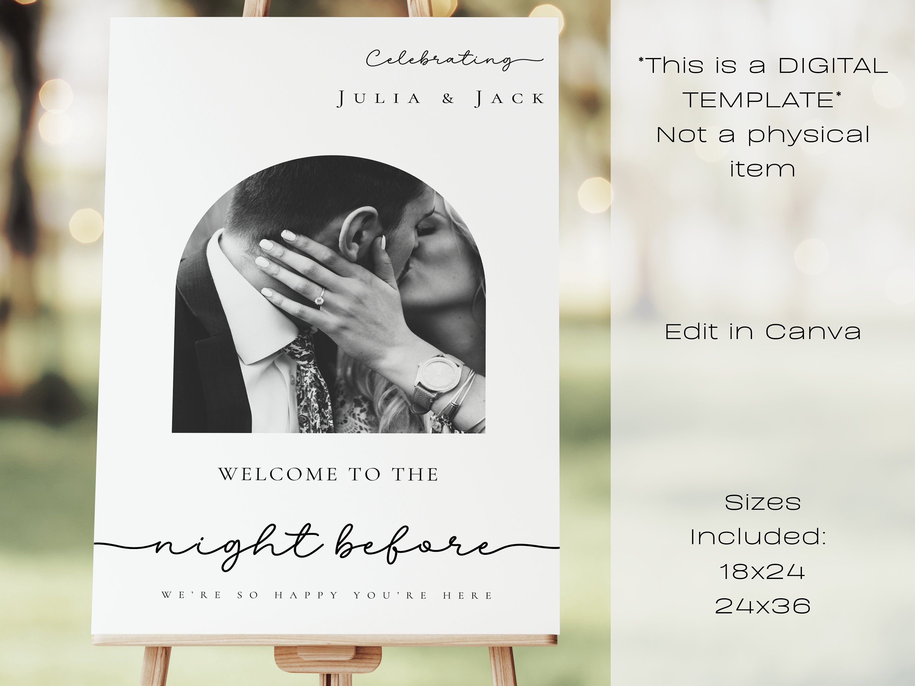 Rehearsal Dinner Welcome Sign With Photo, Editable Welcome Sign ...