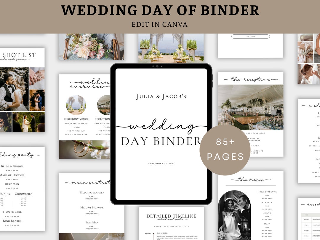The Ultimate Wedding Day Binder Template, Edit in Canva, Wedding ...